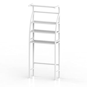 yisonho 3-tier over the toilet storage shelf bathroom laundry room organizer rack accessories hanging rod bathroom towel rack (white)