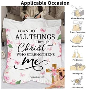 Christian Gifts for Women, Super Soft Bible Verse Blanket with Inspirational Thoughts and Prayers, Religious Scripture Throw Blankets Cozy Healing Flannel Blanket for Woman Mom Pastor Gift, 50x60 Inch