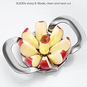 Greatly Quicken Slicing Apple Cutter Slicer, HEAVY DUTY Apple Corer Divider 8-Blade Stainless Steel TREBLEWIND