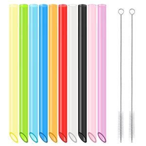 10pcs extra wide reusable boba straws & smoothie straws,with 2 brushe 10 colors bpa free food-grade jumbo straws for smoothies,bubble tea(tapioca,boba pearls),milkshake