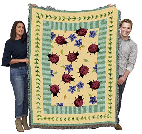 Pure Country Weavers Lady Bug Garden Blanket - Garden Floral Gift Tapestry Throw Woven from Cotton - Made in The USA (72x54)