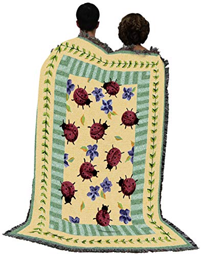 Pure Country Weavers Lady Bug Garden Blanket - Garden Floral Gift Tapestry Throw Woven from Cotton - Made in The USA (72x54)