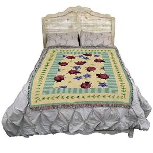 Pure Country Weavers Lady Bug Garden Blanket - Garden Floral Gift Tapestry Throw Woven from Cotton - Made in The USA (72x54)