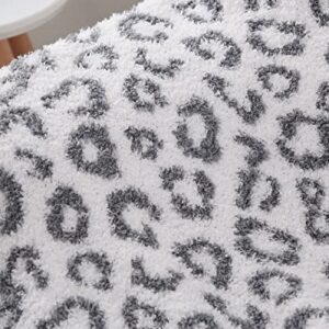 Panku Super Soft Leopard Throw Blanket, Cozy Warm Cheetah Fleece Blankets for Couch and Sofa, Knit Reversiable Luxury Fluffy Blanket Throw Light Grey 50x60 Inches