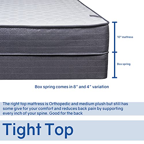 Mayton 10-Inch Medium plush, Tight top Innerspring Mattress And 8" Wood Box Spring/Foundation Set,Full Size