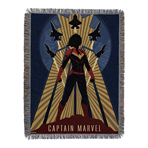 Marvel's Captain Marvel, "Lift Off" Woven Tapestry Throw Blanket, 48" x 60", Multi Color