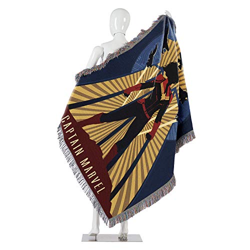 Marvel's Captain Marvel, "Lift Off" Woven Tapestry Throw Blanket, 48" x 60", Multi Color