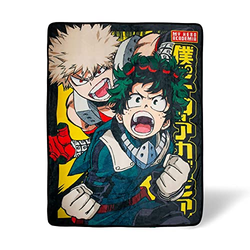 My Hero Academia Izuku Midoriya & Katsuki Bakugo Plush Throw Blanket | Super Soft Fleece Blanket, Cozy Sherpa Cover For Sofa And Bed, Home Decor Room Essentials | Anime Manga Gifts | 45 x 60 Inches