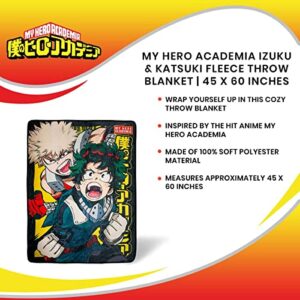 My Hero Academia Izuku Midoriya & Katsuki Bakugo Plush Throw Blanket | Super Soft Fleece Blanket, Cozy Sherpa Cover For Sofa And Bed, Home Decor Room Essentials | Anime Manga Gifts | 45 x 60 Inches