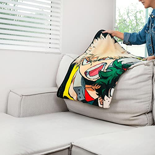 My Hero Academia Izuku Midoriya & Katsuki Bakugo Plush Throw Blanket | Super Soft Fleece Blanket, Cozy Sherpa Cover For Sofa And Bed, Home Decor Room Essentials | Anime Manga Gifts | 45 x 60 Inches