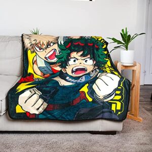 My Hero Academia Izuku Midoriya & Katsuki Bakugo Plush Throw Blanket | Super Soft Fleece Blanket, Cozy Sherpa Cover For Sofa And Bed, Home Decor Room Essentials | Anime Manga Gifts | 45 x 60 Inches