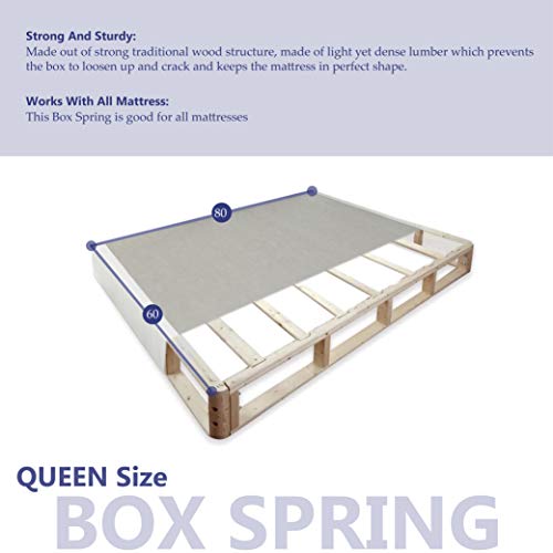 Greaton 4-Inch Split Low Profile Metal Fully Assembled Traditional Box Spring/Foundation for Mattress, Queen, 59x79