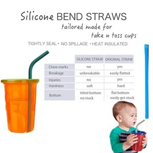 Tegion Reusable Thin Short 6.7" Cute Silicone Bendy Straws for Toddlers&Kids&Baby,6 10 12 oz Wine/Yeti Tumbler, Coffee/Cocktail Mug,Soda Cans,Take n toss Cup/BPA FREE-Small Flexible with Brushes