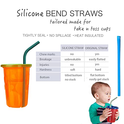 Tegion Reusable Thin Short 6.7" Cute Silicone Bendy Straws for Toddlers&Kids&Baby,6 10 12 oz Wine/Yeti Tumbler, Coffee/Cocktail Mug,Soda Cans,Take n toss Cup/BPA FREE-Small Flexible with Brushes