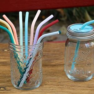 Tegion Reusable Thin Short 6.7" Cute Silicone Bendy Straws for Toddlers&Kids&Baby,6 10 12 oz Wine/Yeti Tumbler, Coffee/Cocktail Mug,Soda Cans,Take n toss Cup/BPA FREE-Small Flexible with Brushes