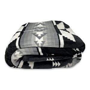 Nu Trendz Signature Southwest Design (Navajo Print) Sherpa Lined Throw 16112 Black_Grey Color