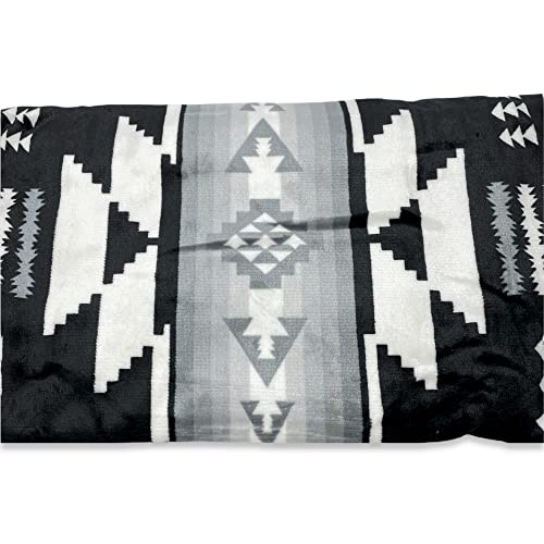 Nu Trendz Signature Southwest Design (Navajo Print) Sherpa Lined Throw 16112 Black_Grey Color