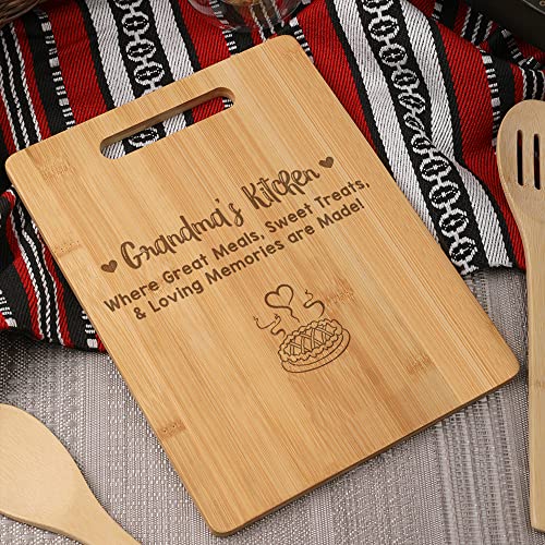 KITCHENVOY Grandma's Kitchen Bamboo Cutting Board - Birthday Gifts for Grandma from Grandchildren - Mothers Day Gifts for Grandmother, Best Grandma Cutting Board, Nanas Kitchen Board with Utensil