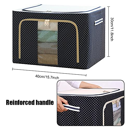 fengquan Oxford Cloth Steel Frame Storage Box for Clothes Bed Sheets Blanket Pillow Shoe Holder Container Organizer