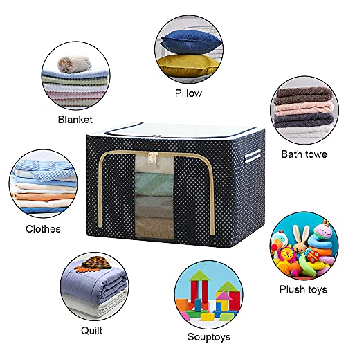 fengquan Oxford Cloth Steel Frame Storage Box for Clothes Bed Sheets Blanket Pillow Shoe Holder Container Organizer