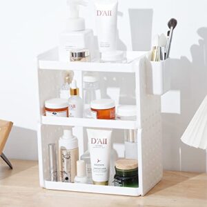 red secret r bathroom organizer countertop makeup storage organizer for vanity, bathroom counter shelf, skin care cosmetic organizer countertop with toiletries basket & hook