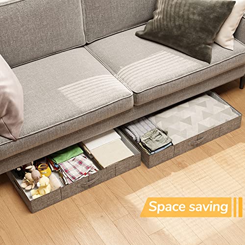 KLONVS Storage Bins with Lids, Stackable Storage Bins & Foldable Underbed Storage, Under Bed Storage Containers with Lids (Set of 2) for Clothing, Shoes