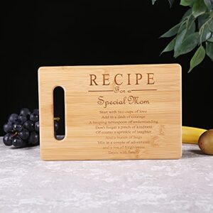 Recipe Mothers Day Gift Special Love Heart Small Bamboo Cutting Board Mom's Birthday Present (7"x11")