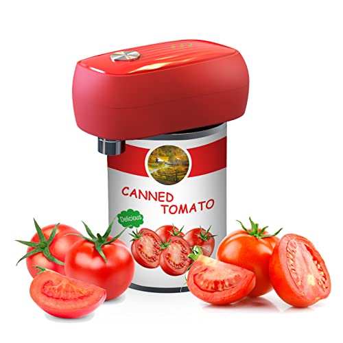 Rechargeable Can Opener, Vcwtty No Sharp Edge Electric Can Opener, Open Your Cans with A Simple Push of Button, Food-Safe, Kitchen Gifts for Arthritis and Seniors (Red)