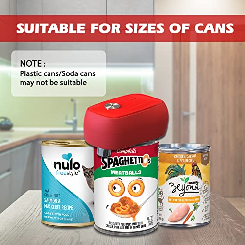 Rechargeable Can Opener, Vcwtty No Sharp Edge Electric Can Opener, Open Your Cans with A Simple Push of Button, Food-Safe, Kitchen Gifts for Arthritis and Seniors (Red)