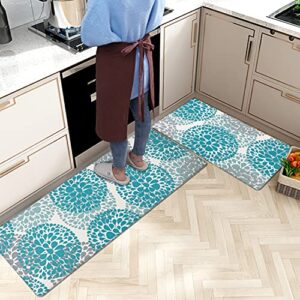 Homcomoda Kitchen Rugs Set Anti Fatigue Kitchen Floor Mat Easy to Clean 2Piece Non Slip Comfort PVC Leather Heavy Duty Standing Mats Indoor Outdoor(17.3"×28" and 17.3"×47")