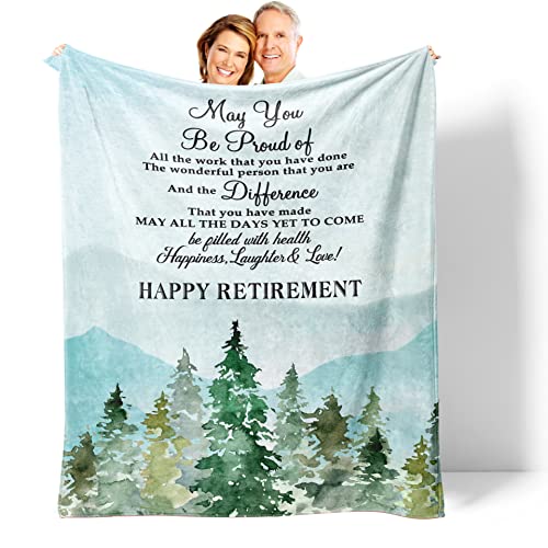 Retirement Gifts for Women Men 2022,Happy Retirement Gifts Blanket, Retirement Gift Ideas Gifts for Mom Grandma,Retired Gifts for Friends,Teacher,Nurses,Coworkers,Retirement Throw Blanket 60"x 50"