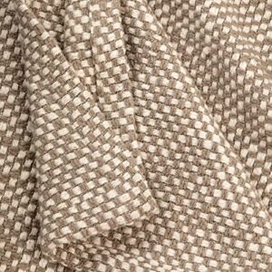 Nate Home by Nate Berkus 100% Cotton Basket Weave Two-Tone Bed Blanket | Breathable, All-Season Throw, Decoration for Bedding from mDesign - King, Sandstone (Taupe)