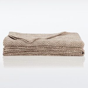 Nate Home by Nate Berkus 100% Cotton Basket Weave Two-Tone Bed Blanket | Breathable, All-Season Throw, Decoration for Bedding from mDesign - King, Sandstone (Taupe)