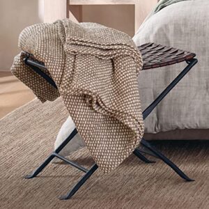 Nate Home by Nate Berkus 100% Cotton Basket Weave Two-Tone Bed Blanket | Breathable, All-Season Throw, Decoration for Bedding from mDesign - King, Sandstone (Taupe)