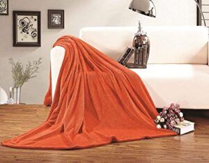 elegant comfort ultra super soft fleece plush luxury blanket twin/twin xl orange