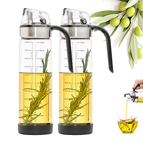 CHEFTOON Olive Oil Dispenser Bottle, Auto Flip Oil bottles for kitchen, 18 OZ Olive Oil Dispenser with Leakproof Cap, Easy Clean Oil and vinegar dispenser set of 2