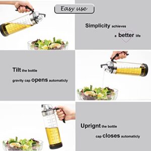 CHEFTOON Olive Oil Dispenser Bottle, Auto Flip Oil bottles for kitchen, 18 OZ Olive Oil Dispenser with Leakproof Cap, Easy Clean Oil and vinegar dispenser set of 2