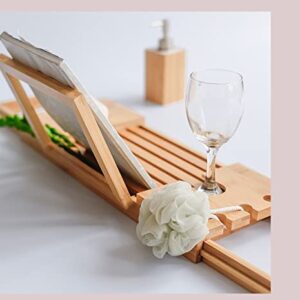 GANFANREN Extendable Bathtub Tray Shelf Bath Tub Tray Spa Bathtub Book Wine Tablet Holder Bathtub Bathroom Accessories