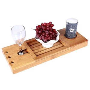 GANFANREN Extendable Bathtub Tray Shelf Bath Tub Tray Spa Bathtub Book Wine Tablet Holder Bathtub Bathroom Accessories