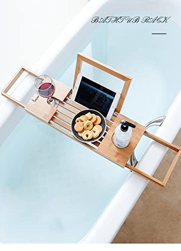 GANFANREN Extendable Bathtub Tray Shelf Bath Tub Tray Spa Bathtub Book Wine Tablet Holder Bathtub Bathroom Accessories