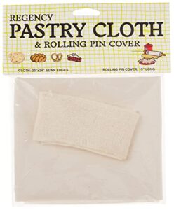 regency wraps pastry cloth & rolling set for dough, 100% cotton, extra large, 20 x 24 cloth, 15" rolling pin cover, natural