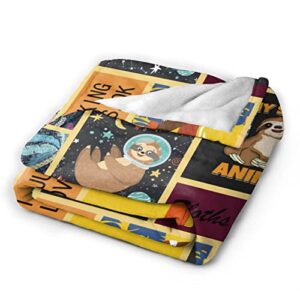 Sloth Throw Blanket Ultra Soft Cozy Decorative Flannel Blanket All Season for Home Couch Bed Chair Travel 60x50in (Sloth)