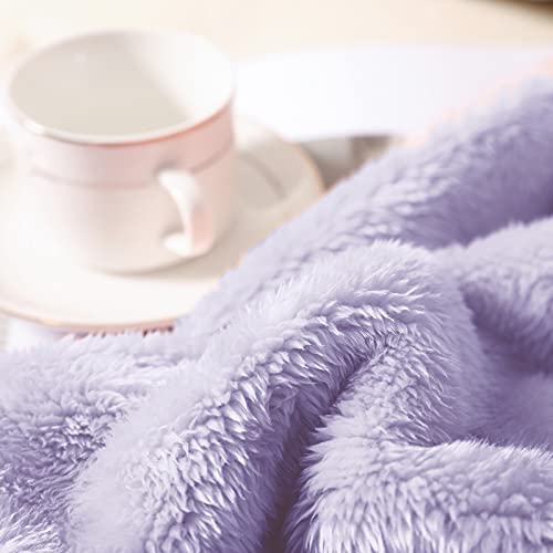 Whale Flotilla Fuzzy Faux Fur Throw Blanket for Couch, Soft Warm Fluffy Fleece Blanket for Bed/Sofa/Camping/Travel, Extra Large and Lightweight, 50x70 Inch, Lilac