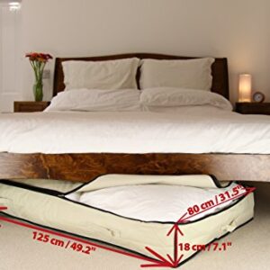 Neusu Underbed Storage Bag for Comforters - Beige, Jumbo XXL, 180 Liters, 49" x 31" x 7"