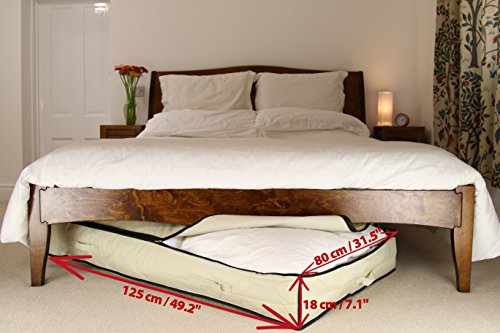 Neusu Underbed Storage Bag for Comforters - Beige, Jumbo XXL, 180 Liters, 49" x 31" x 7"