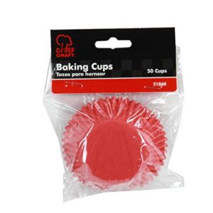 Chef Craft Classic Cupcake Liners, 50 count, Bright Red