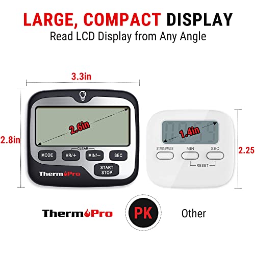 ThermoPro TM01 Kitchen Timers for Cooking with Count Up Countdown Timer, Digital Timer for Kids Students with Touch Backlight, Study Timers for Classroom Teacher Supplies