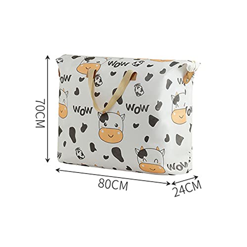 Large Capacity Storage Bags With Handle, Foldable Organizer, Folding Storage Bucket Tools Cute Cow Print Storage Containers for Comforters Bedding Blankets Clothes (XL-80x24x70cm)