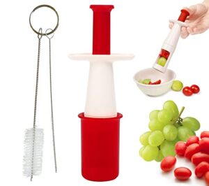 klosom grape cutter for kids - cuts small grapes, tomatoes, pitted olives into 4 pieces. stainless steel blade, easy to clean with 2 cleaning brushes. essential kitchen accessory