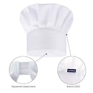 ESHATO Kids Chef Hat, Adjustable Elastic Cotton Cooking Cap for Children White